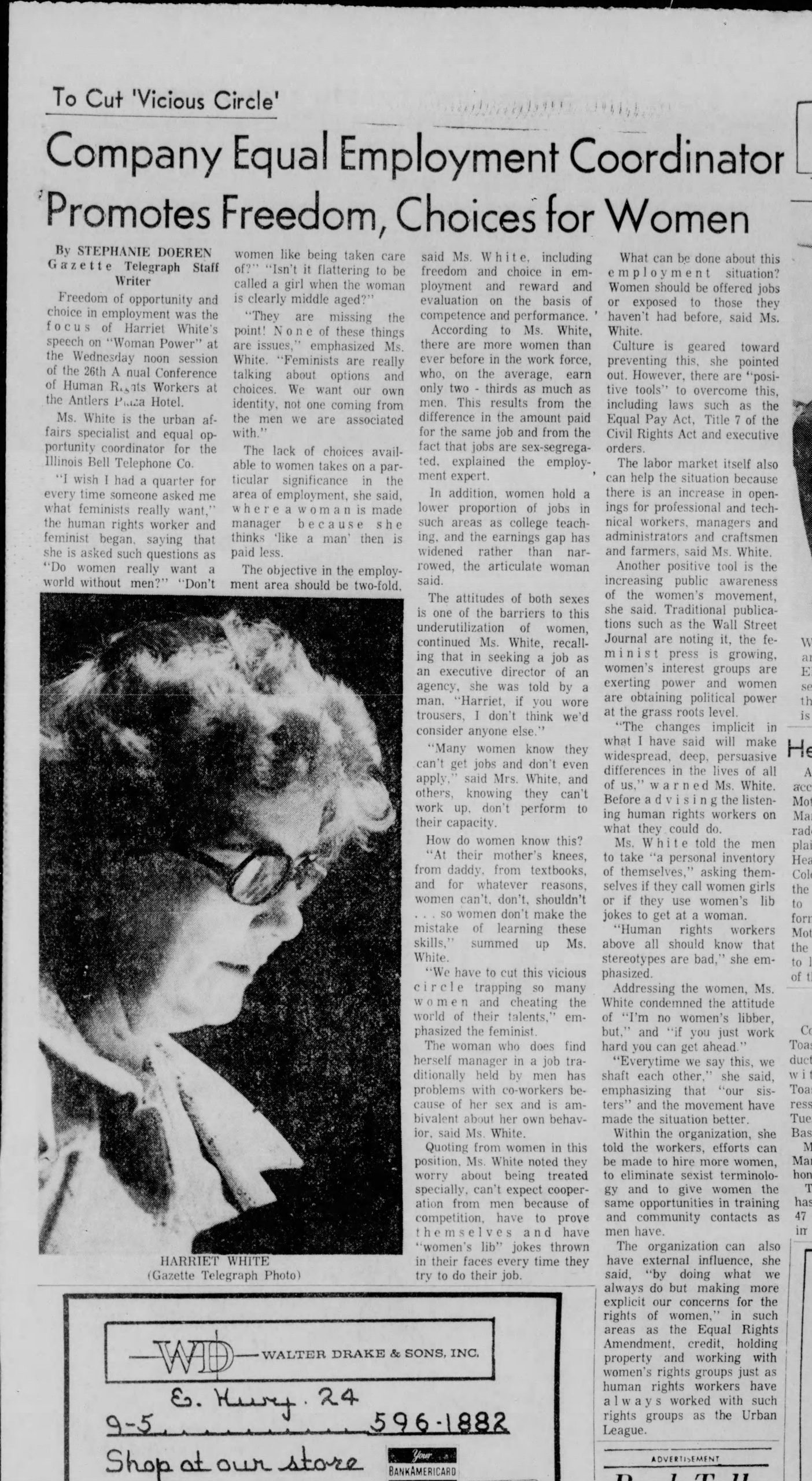 VFA PIONEER HISTORIES PROJECT: HARRIET E. WHITE – Veteran Feminists of ...